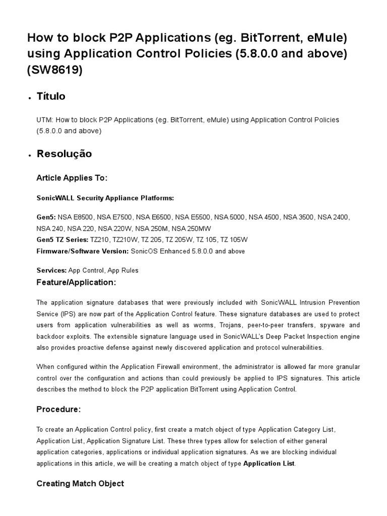 UTM - How To Block P2P Applications (Eg. BitTorrent, EMule) Using Application Control Policies ...