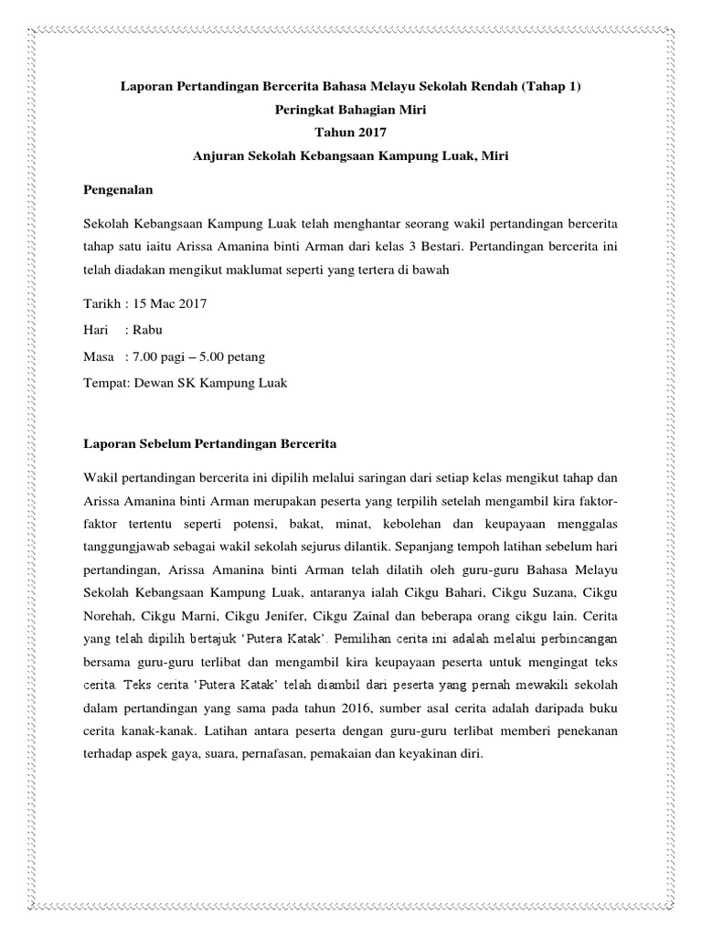 Laporan Pertandingan Bercerita Arissa | PDF