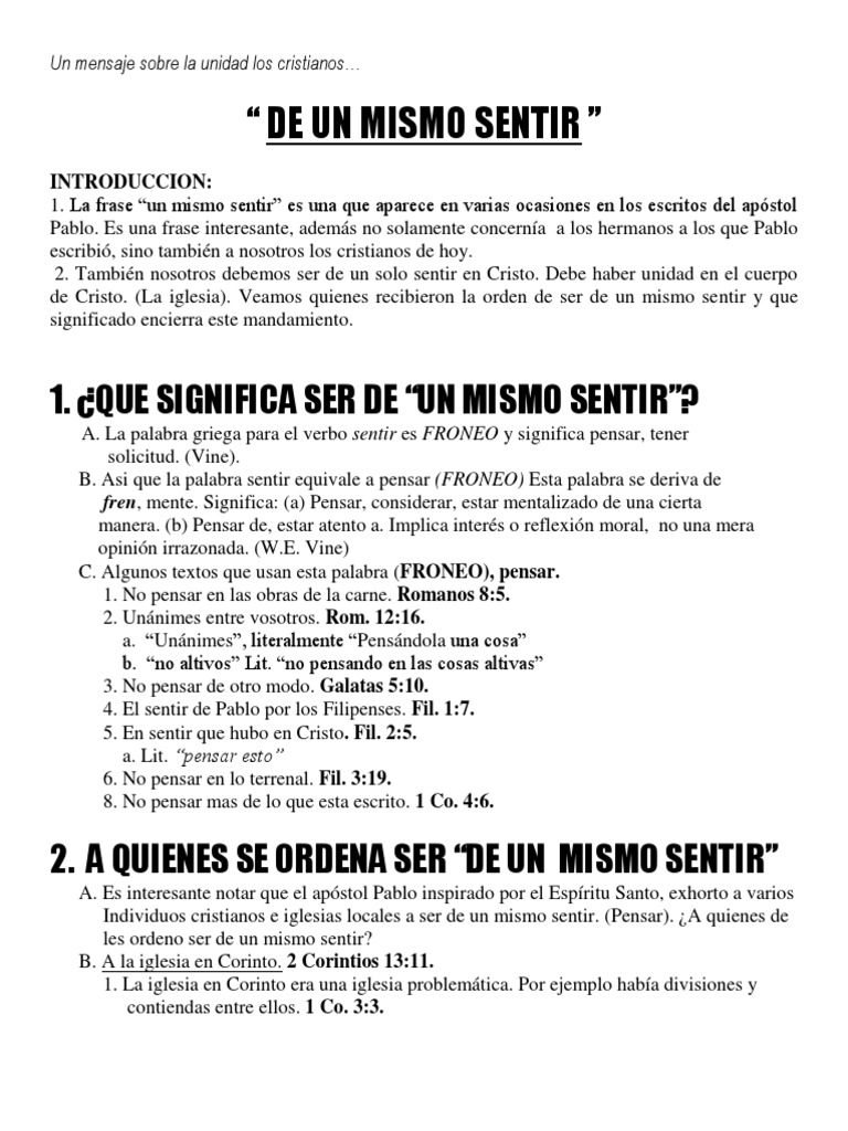 De Un Mismo Sentir | PDF | Pablo el apóstol | Iglesia cristiana