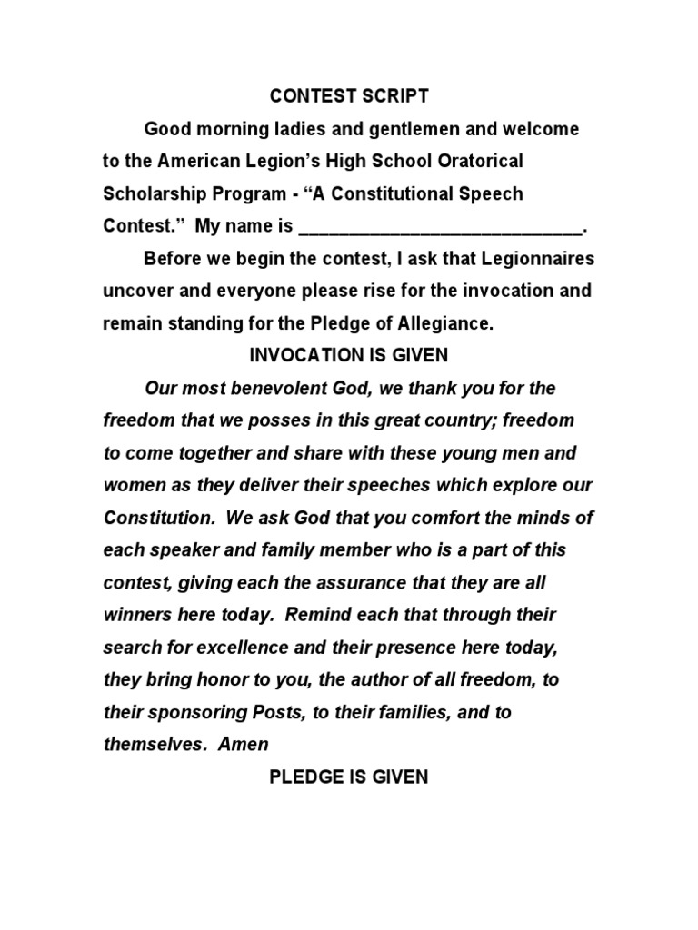 Oratorical Contest Contest Moderator Script | Public Speaking | Free 30 ...