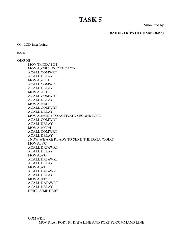 Lcd Interfacing With 8051 And Lcd With Keypad Interfacing With 8051 Pdf 1764