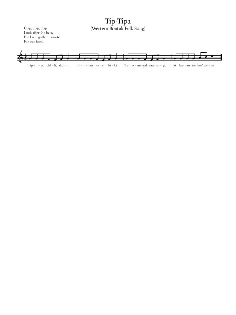 Tip-Tipa: (W Estern Bontok Folk Song) | PDF | Language Arts ...