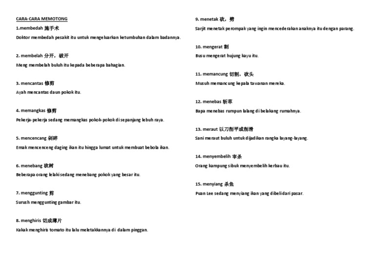 Cara Memotong: Teknik dan Contoh | PDF