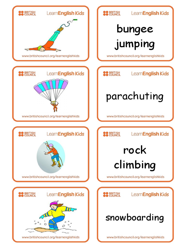 Extrém Sport Flashcards: Flashcards For Kids – TSQK