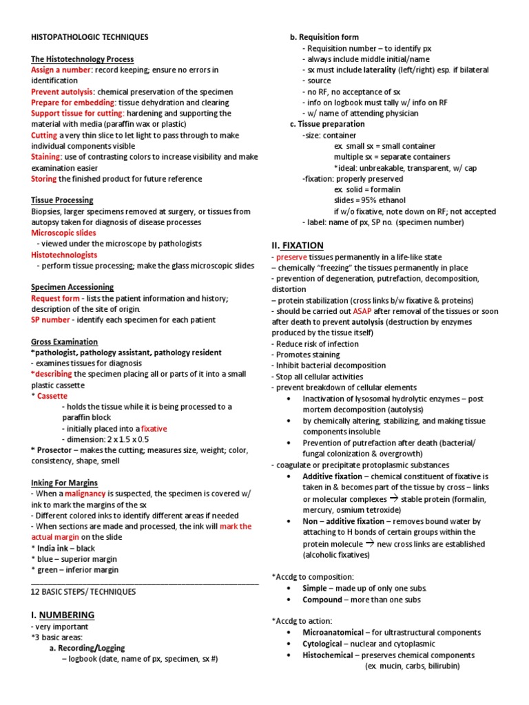 Histopathologic Techniques | PDF | Fixation (Histology) | Staining