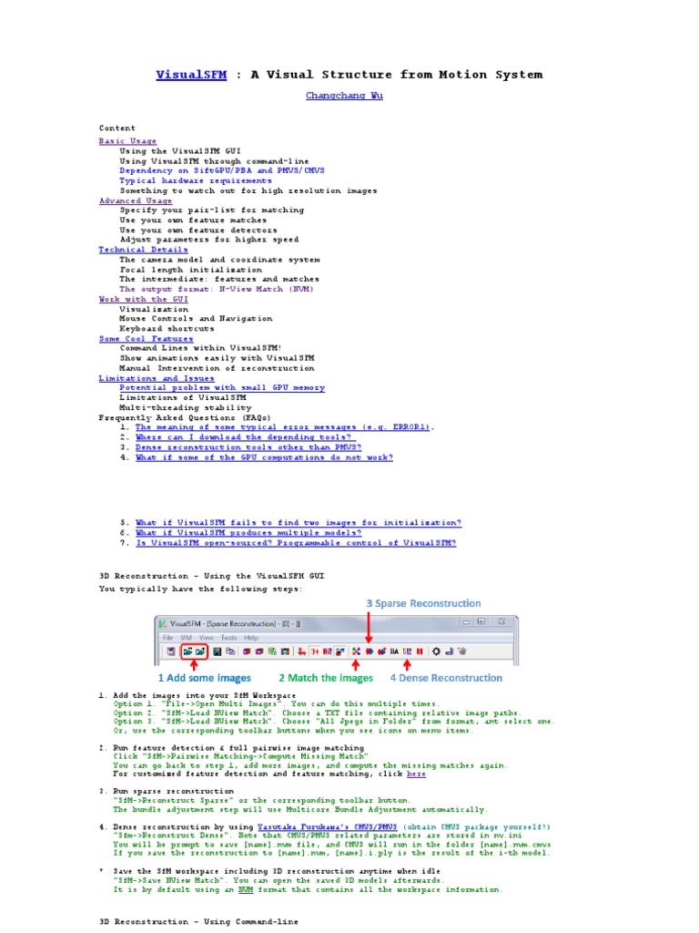 VisualSFM - A Visual Structure From Motion System - Documentation | Download Free PDF | Graphics ...