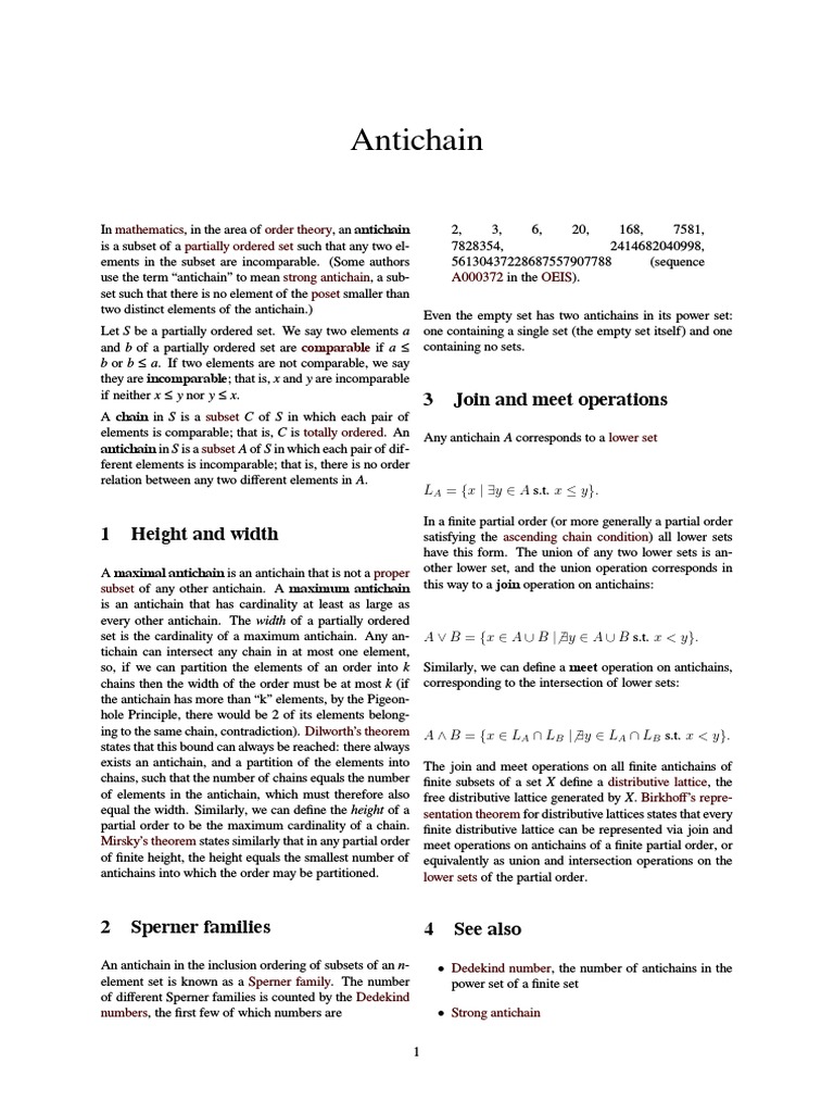Anti Chain | PDF | Teaching Mathematics | Combinatorics