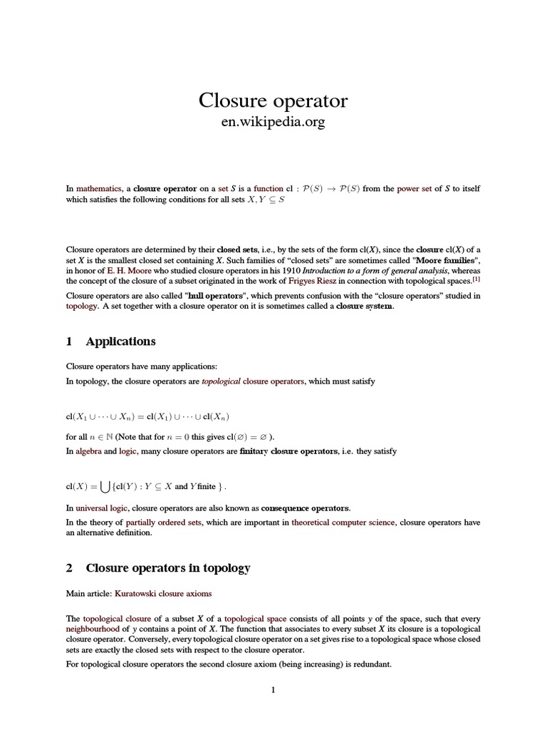Closure Operator | PDF | Algebra | Mathematical Structures