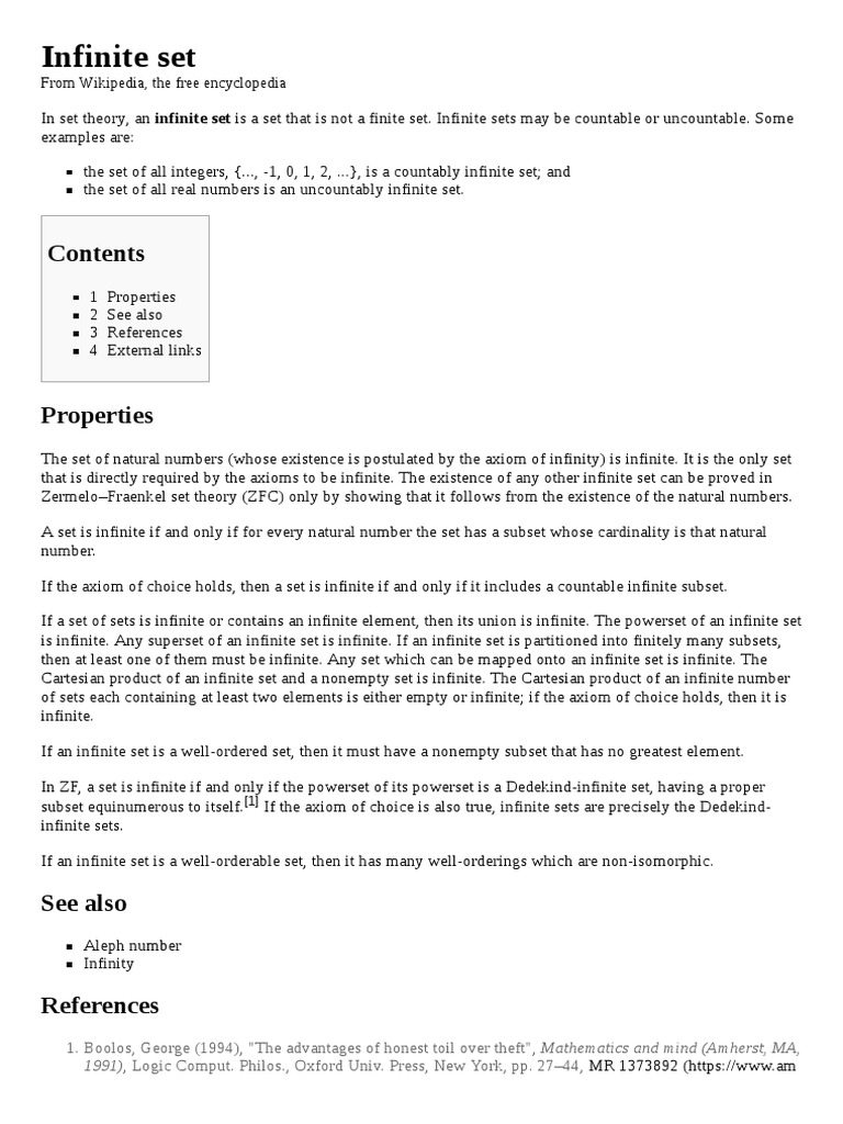 Infinite Set: From Wikipedia, The Free Encyclopedia | PDF | Set ...
