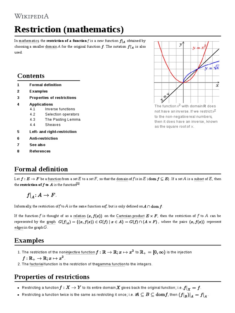 Restriction (Mathematics) | PDF | Topology | Function (Mathematics)