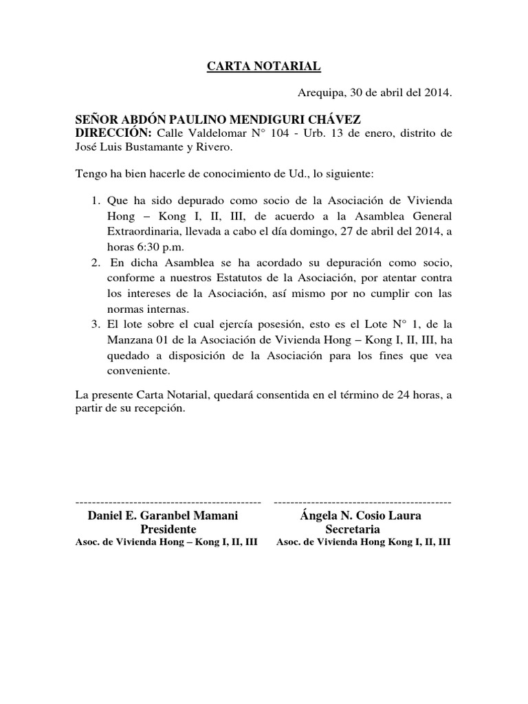 Carta Notariales A Los Socios | PDF | Gobierno | Política (general)