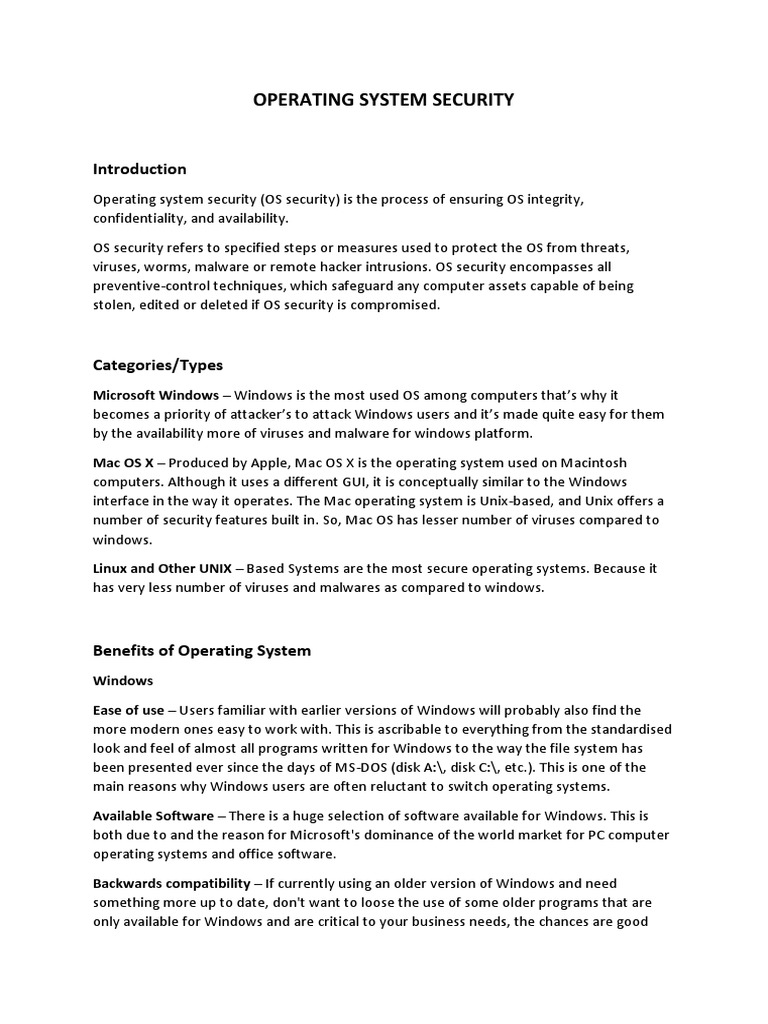 Operating System Security | PDF | Operating System | Computer Security