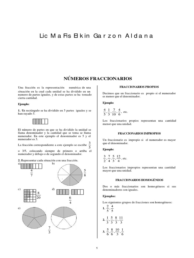 Taller Números Fraccionarios | Fracción (Matemáticas) | Números