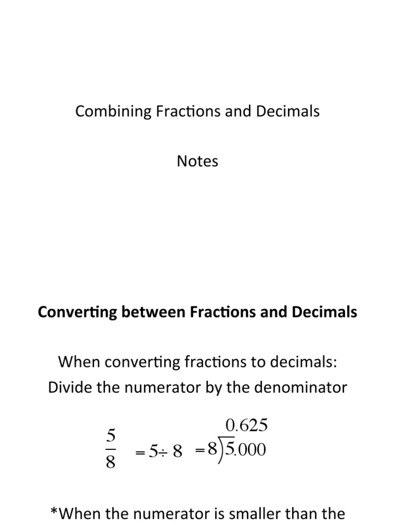 Converting Fractions and Decimals Notes | PDF | Decimal | Fraction ...