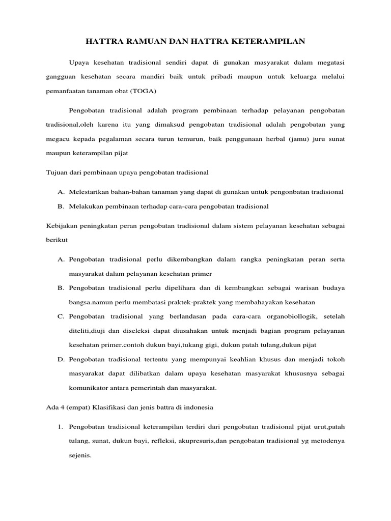 Hattra Ramuan Dan Hattra Keterampilan | PDF | Kesehatan Holistik