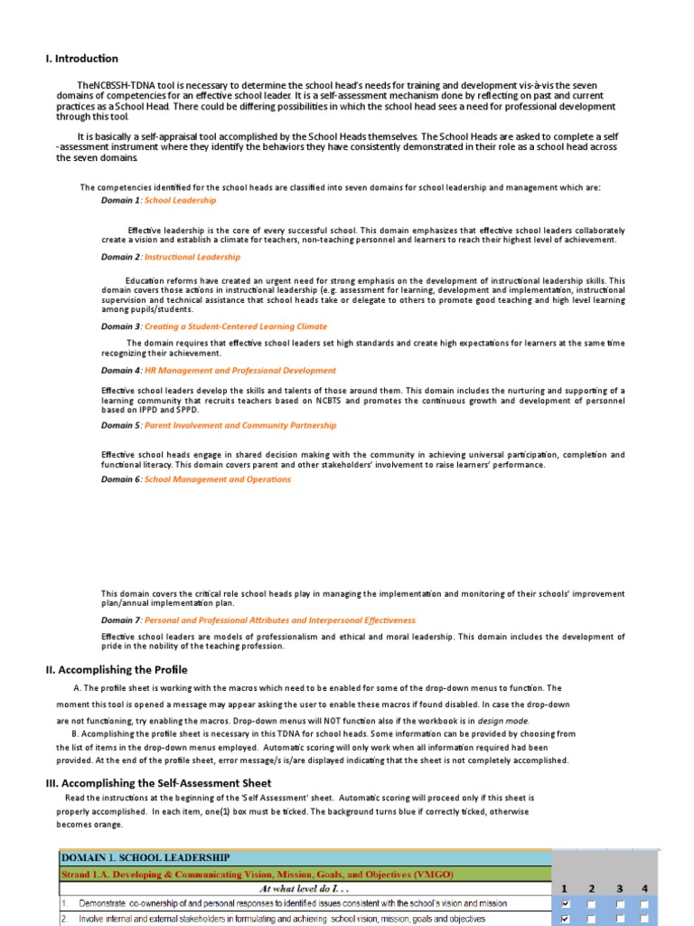 NCBSSH Competency Self-Assessment Guide | PDF | Curriculum | Leadership