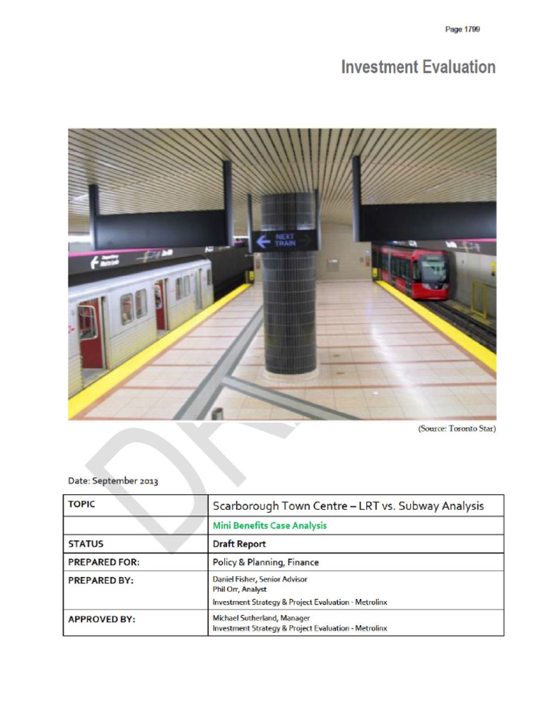 Metrolinx's Economic Benefits Case Analysis Comparing The LRT To The ...