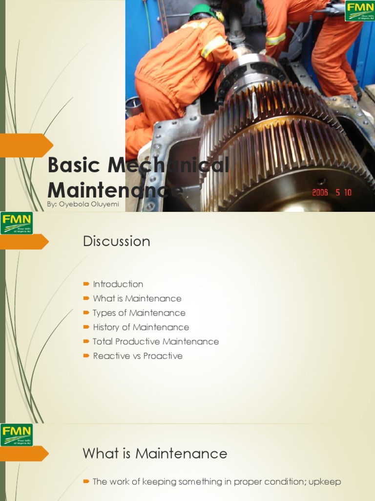 Types of Mechanical Maintenance Explained | PDF | Reliability ...