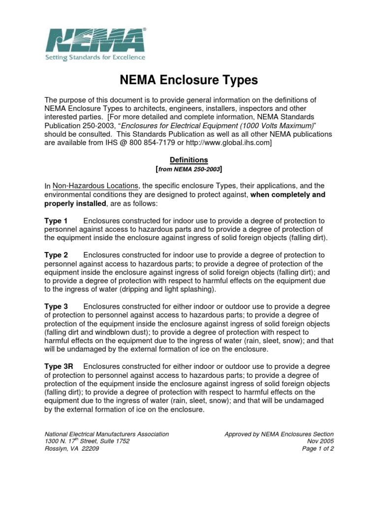 NEMA Enclosure Types | PDF | Chemical Substances | Chemistry