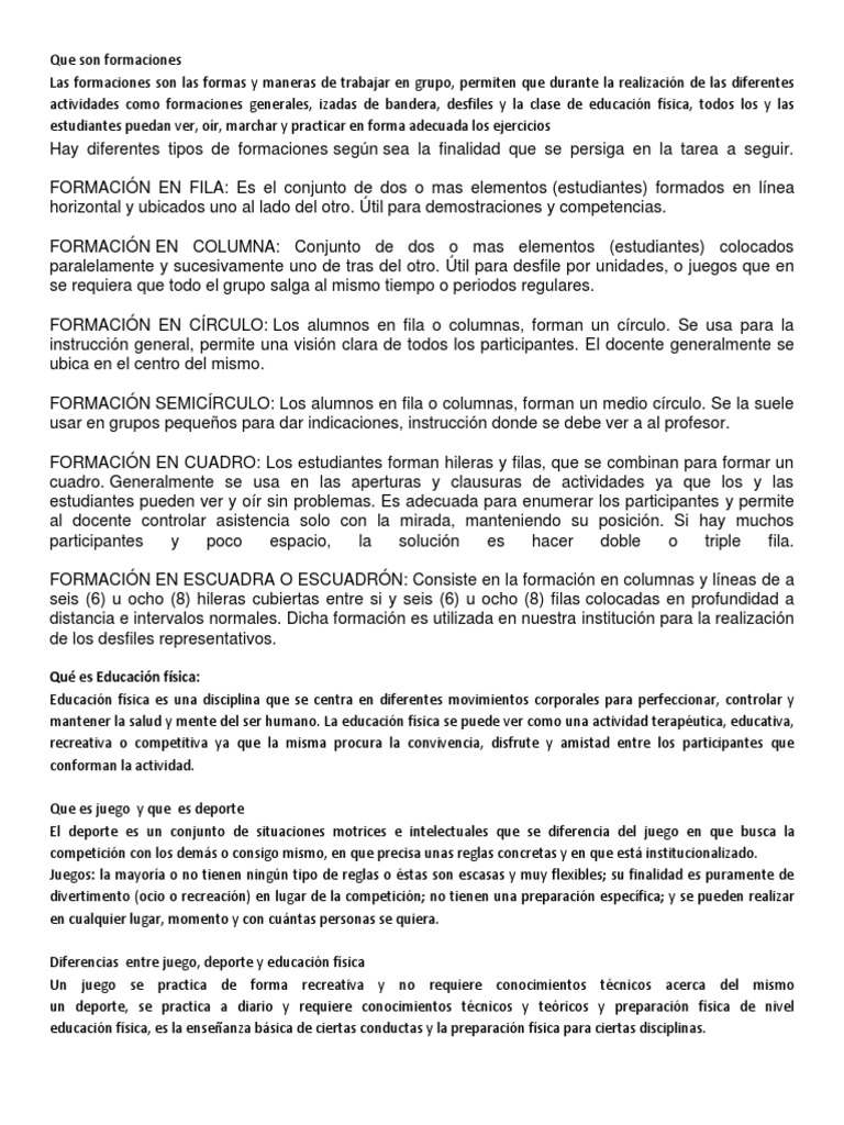 Que Son Formaciones | PDF | Educación Física | Deportes