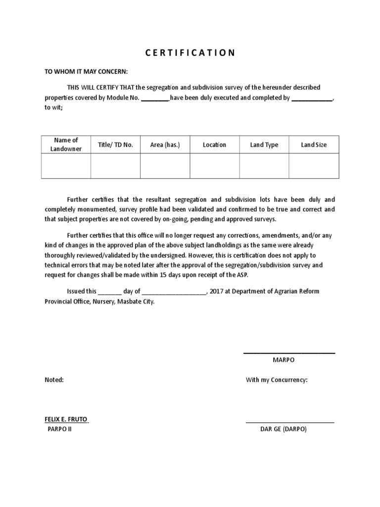 Certification Blank | PDF