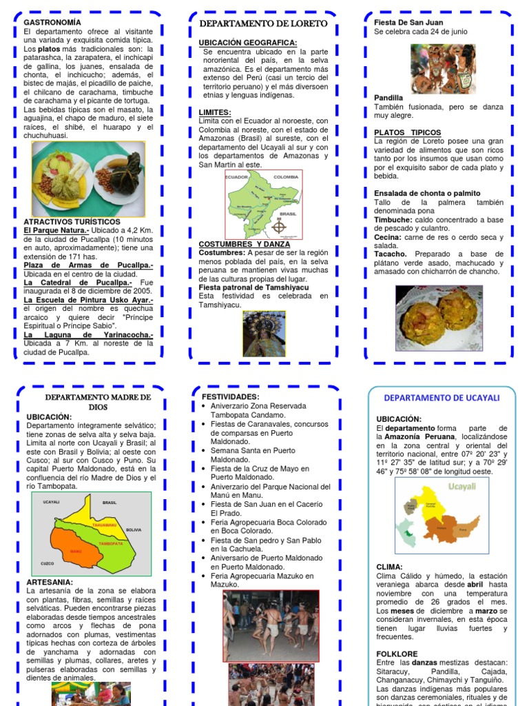 Triptico de Loreto, Ucayali y Madre de Dios | PDF | Alimentos