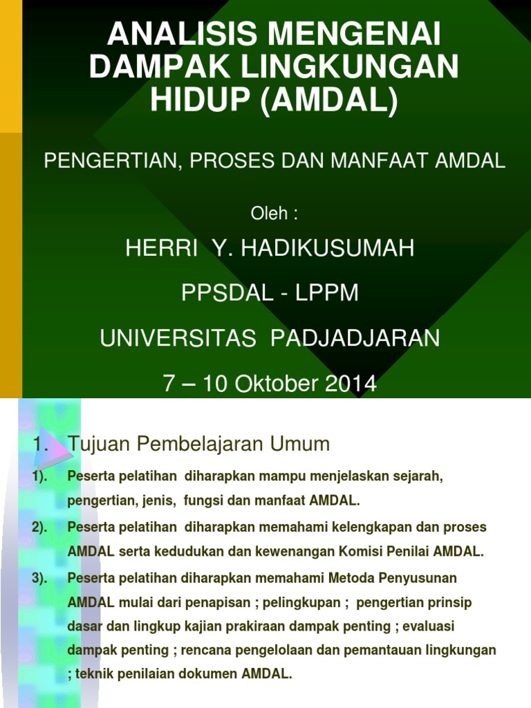 2 Pengertian Dan Manfaat Amdal DR Herri Yh | PDF | Sains & Matematika | Teknologi & Rekayasa