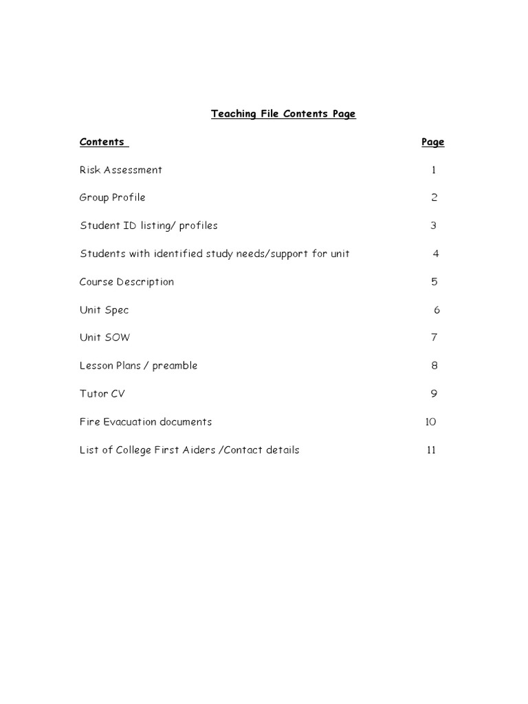 Teaching File Contents Page | PDF | Learning | Communication
