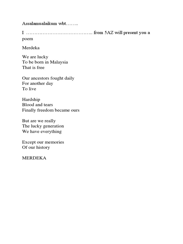 Poem Merdeka | PDF
