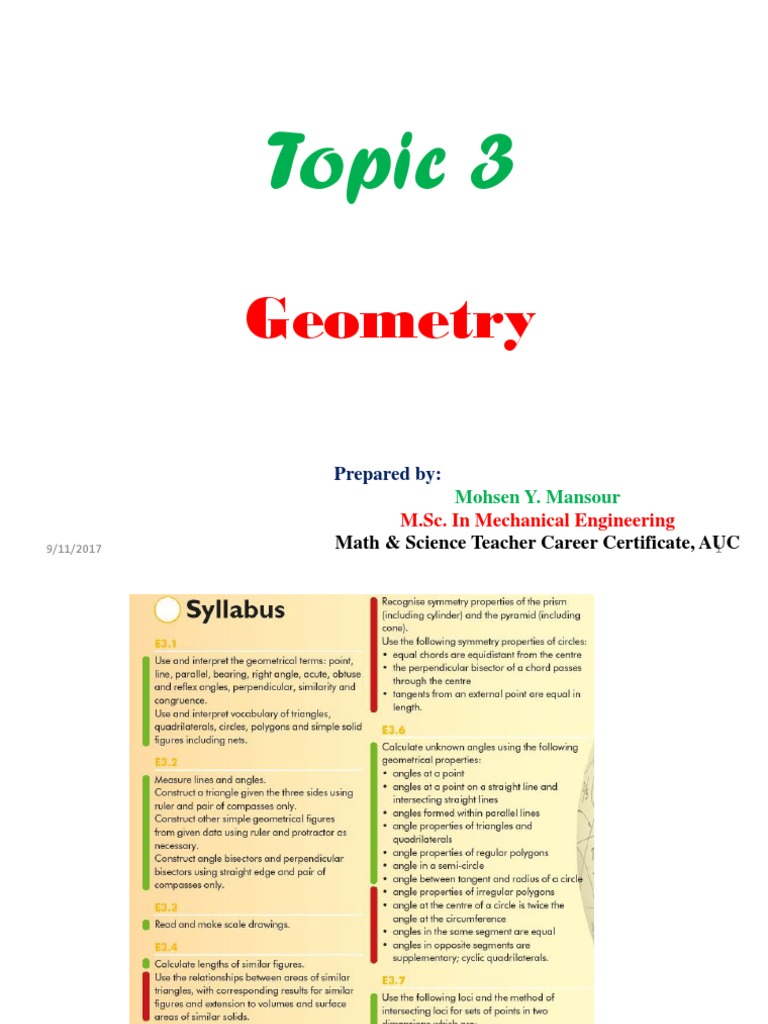 Topic 3 Geometry | Download Free PDF | Triangle | Circle