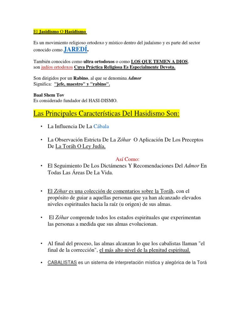 El Jasidismo O Hasidismo | PDF | Judaísmo jasídico | Judios y judaísmo