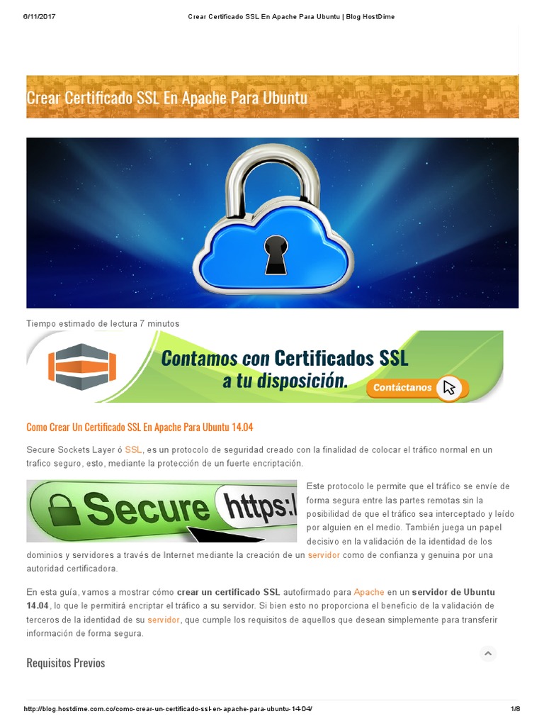 Crear Certificado SSL | PDF | Transport Layer Security | Servidor HTTP Apache