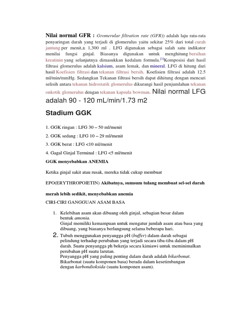 Nilai Normal GFR | PDF | Sains & Matematika