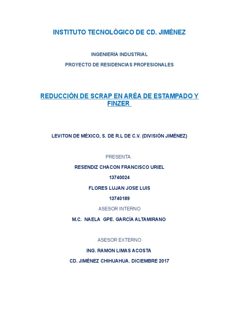 Reducción de Scrap en Leviton Jiménez | PDF | Six Sigma | Gestión de la ...