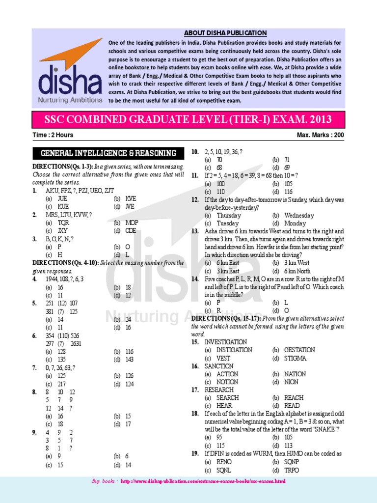 SSC Combined Graduate Level Tier I Exam. 2013 | PDF | Trigonometric ...