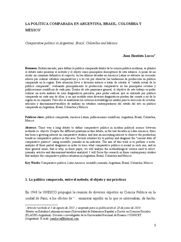 La Politica Comparada en Argentina-Brasil-Colombia y Mexico PDF | PDF ...