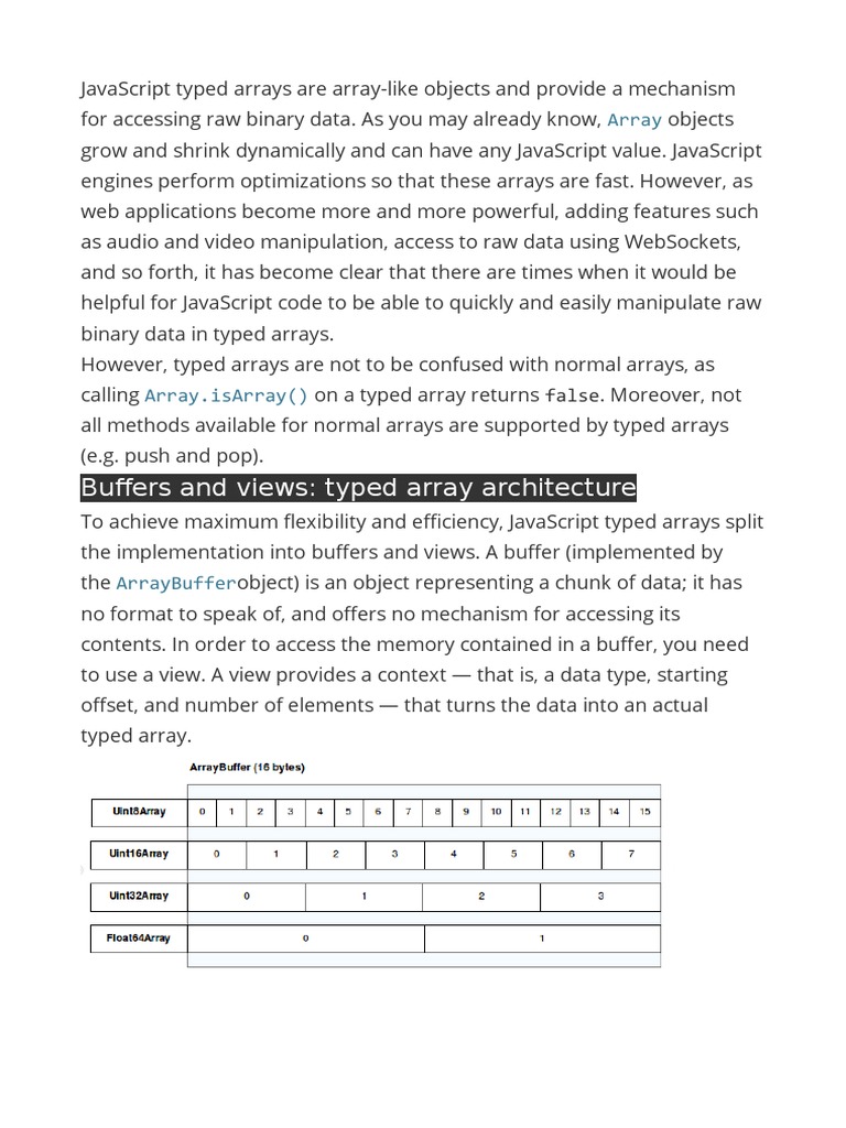 Js Typed Arrays Pdf Data Type Integer Computer Science