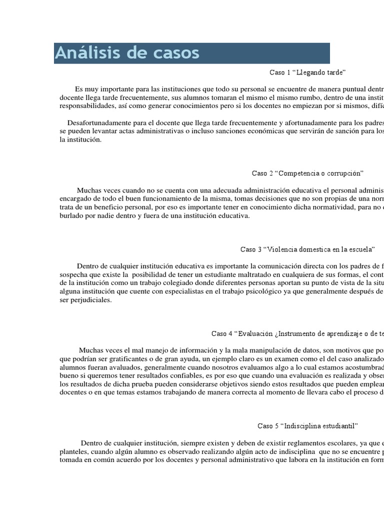 Análisis de Casos | PDF | Institución | Evaluación