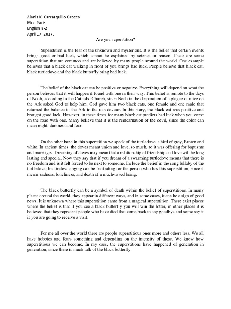 Superstition Is The Fear of The Unknown and Mysterious | PDF ...