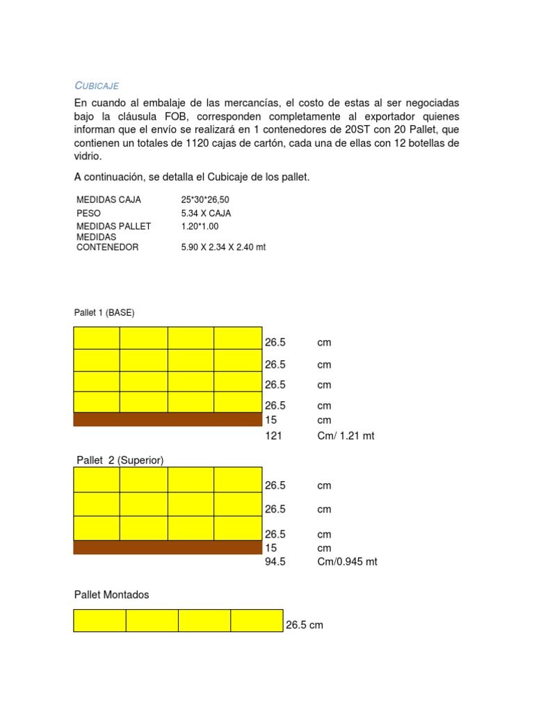 Ejemplos de Cubicaje | PDF | Transporte y distribución de artículos ...