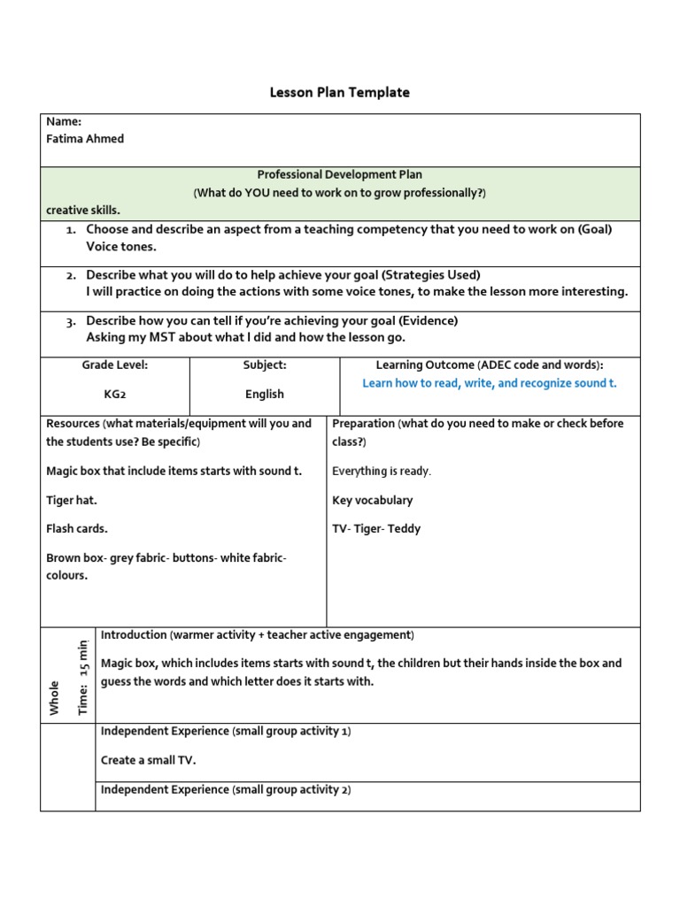 Lesson Plan - T | PDF | Career & Growth