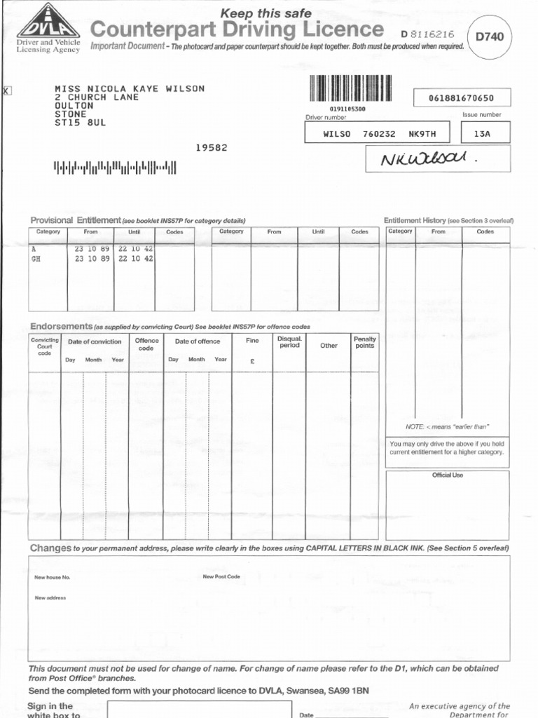 Counterpart Driving Licence | PDF