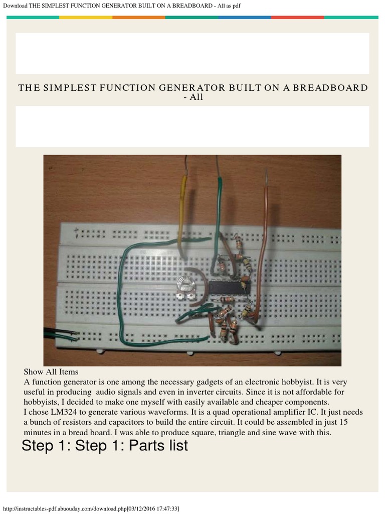Simple Breadboard Function Generator | PDF | Operational Amplifier ...