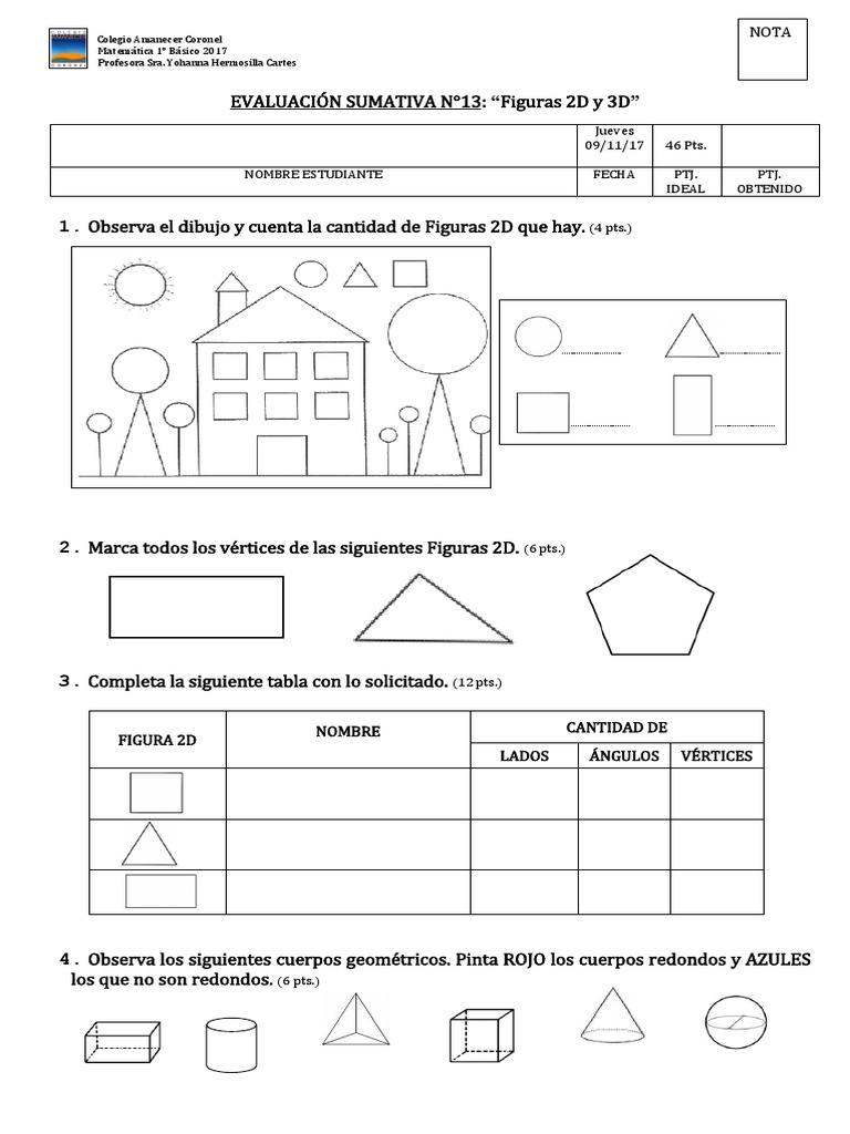 Evaluación Figuras 2D y 3D | PDF
