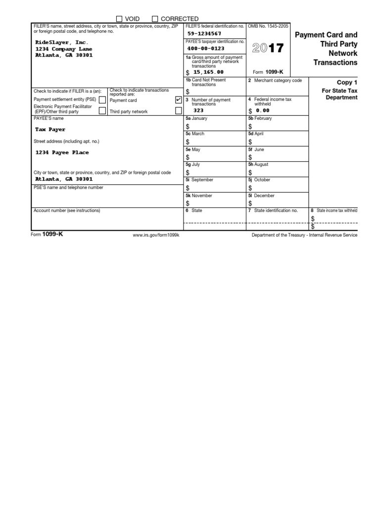 1099-K Sample | PDF | Payments | Cheque