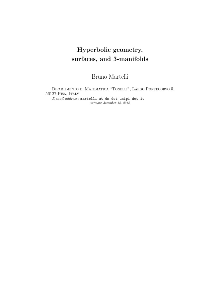 Hyperbolic Geometry.22 | PDF | Differentiable Manifold | Curvature