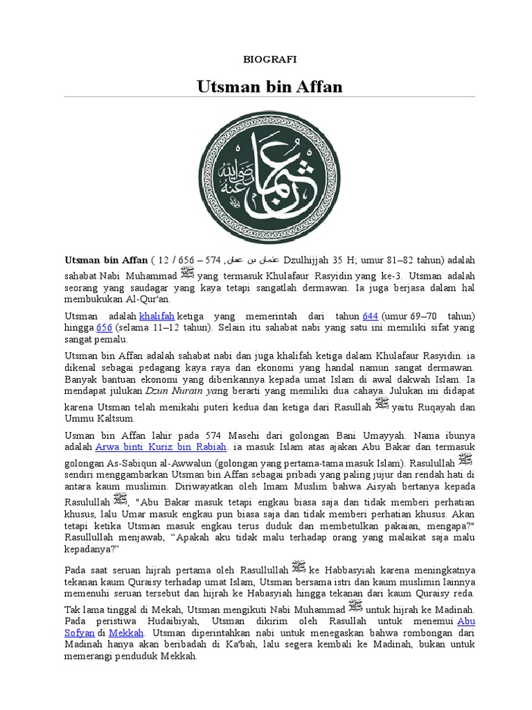 Utsman Bin Affan | PDF