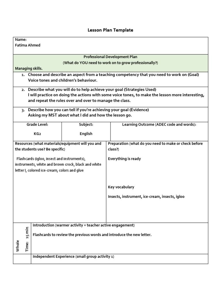 Lesson Plan - I | PDF | Sharing | Lesson Plan