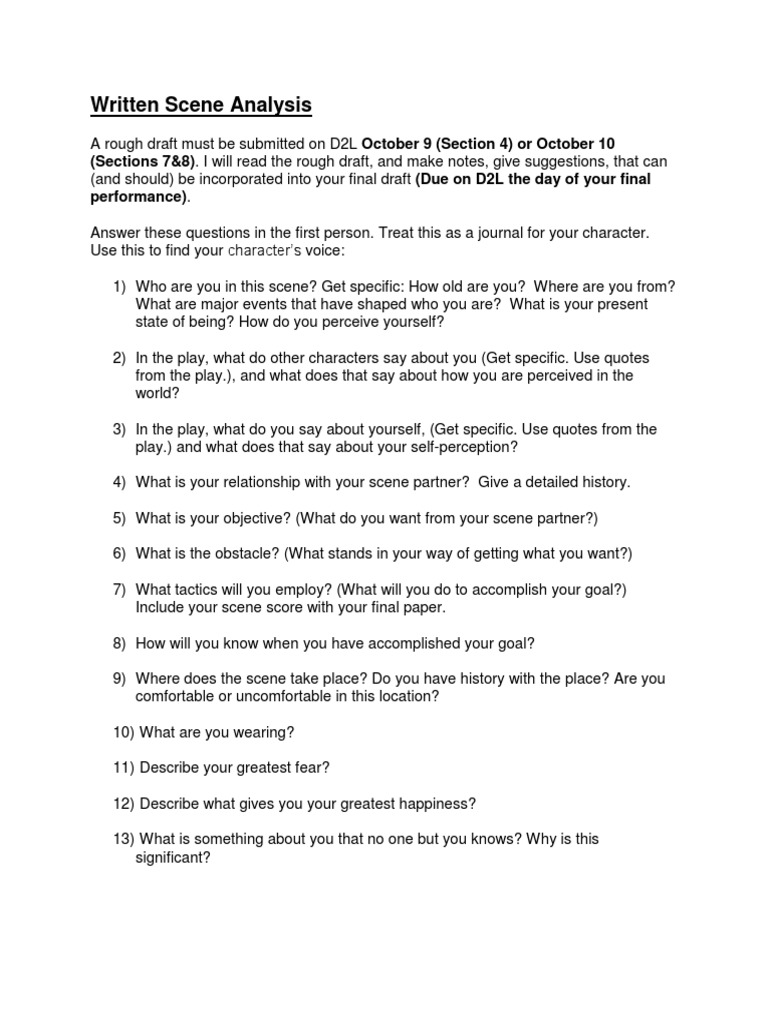 Scene Analysis and Rehearsal Journal | PDF | Career & Growth | Language ...