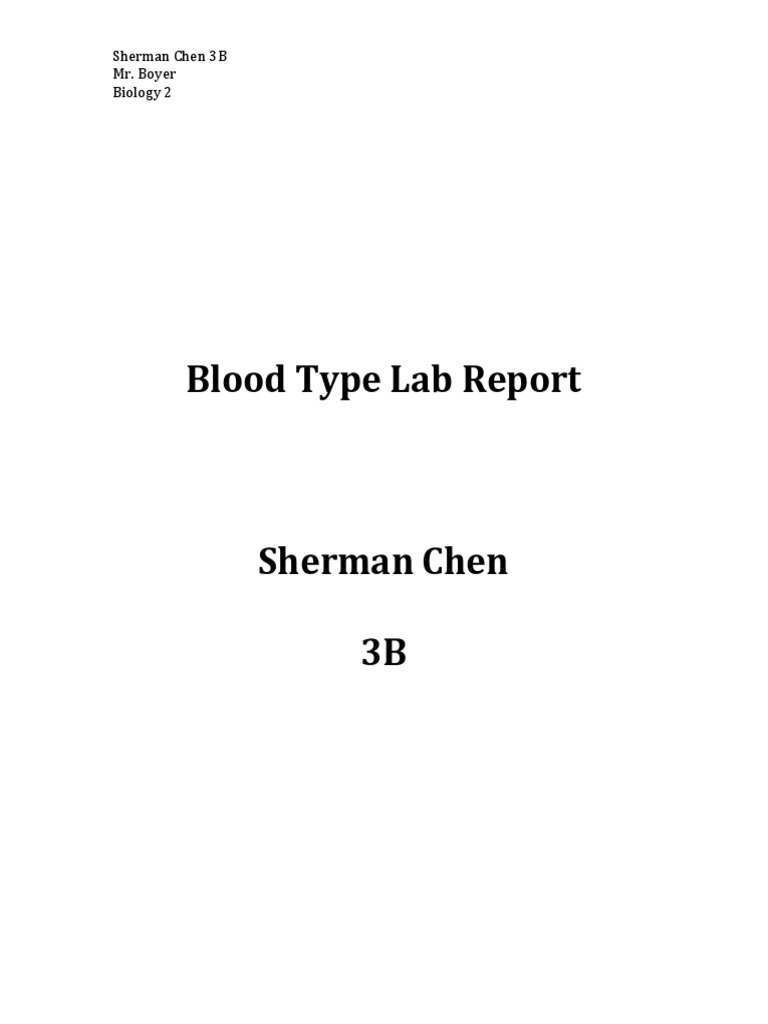 Blood Type Lab Report | PDF | Blood Type | Body Fluids
